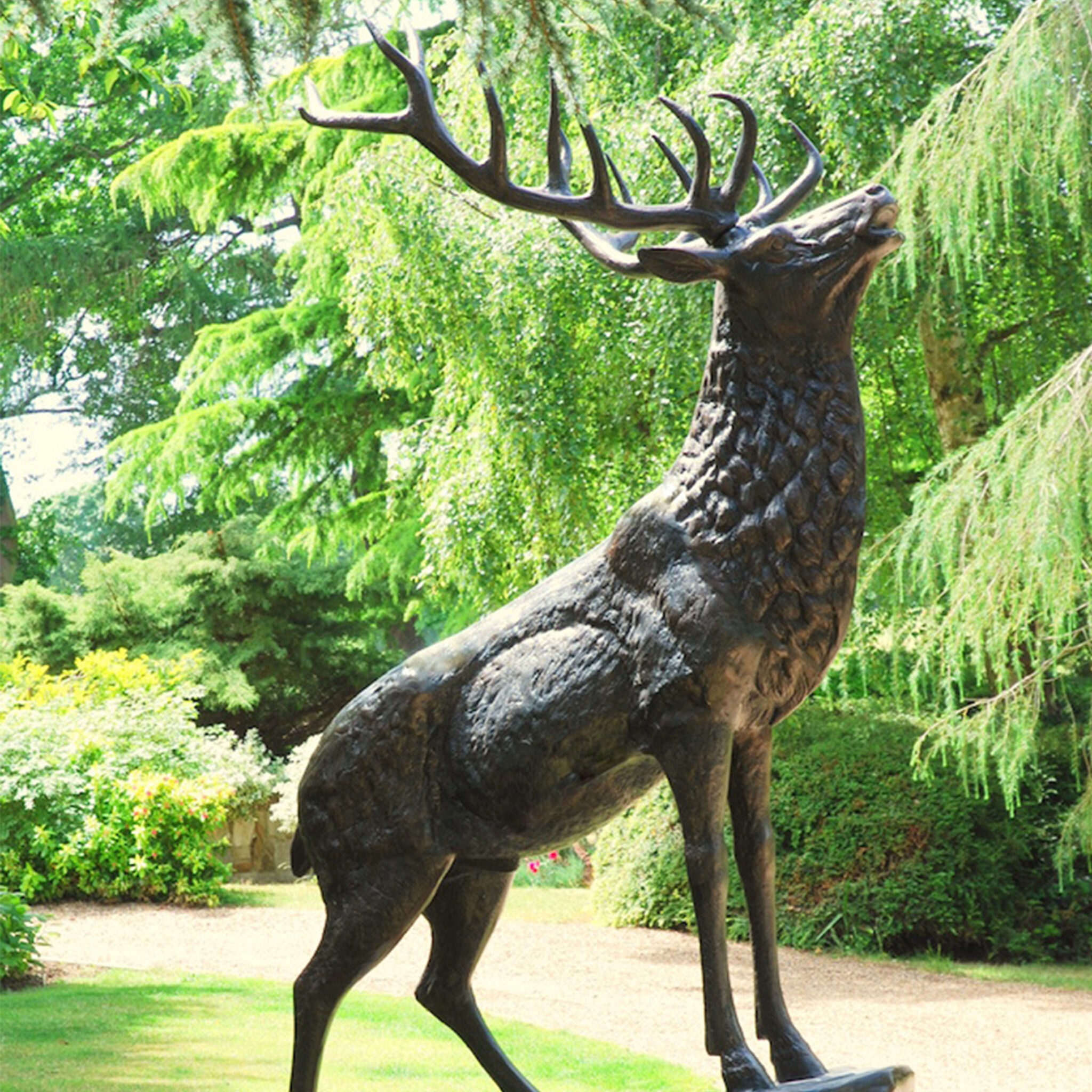 Elk on Stone Garden Statue | Garden Wonders UK