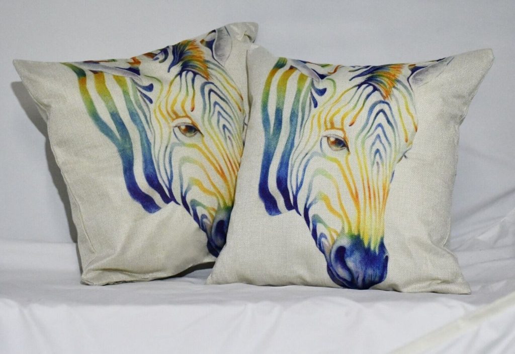 Pair Of 18"Zebra Cushions - Garden Wonders UK